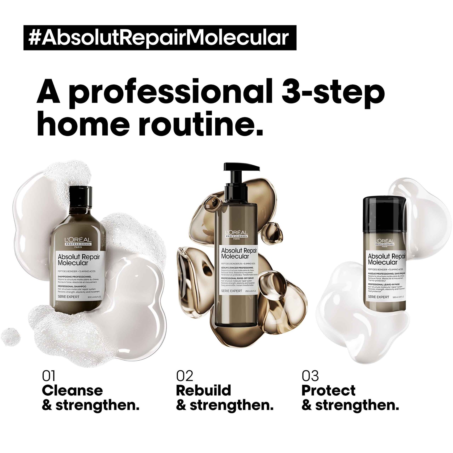 Absolut Repair Molecular the repairing shampoo for damaged hair.