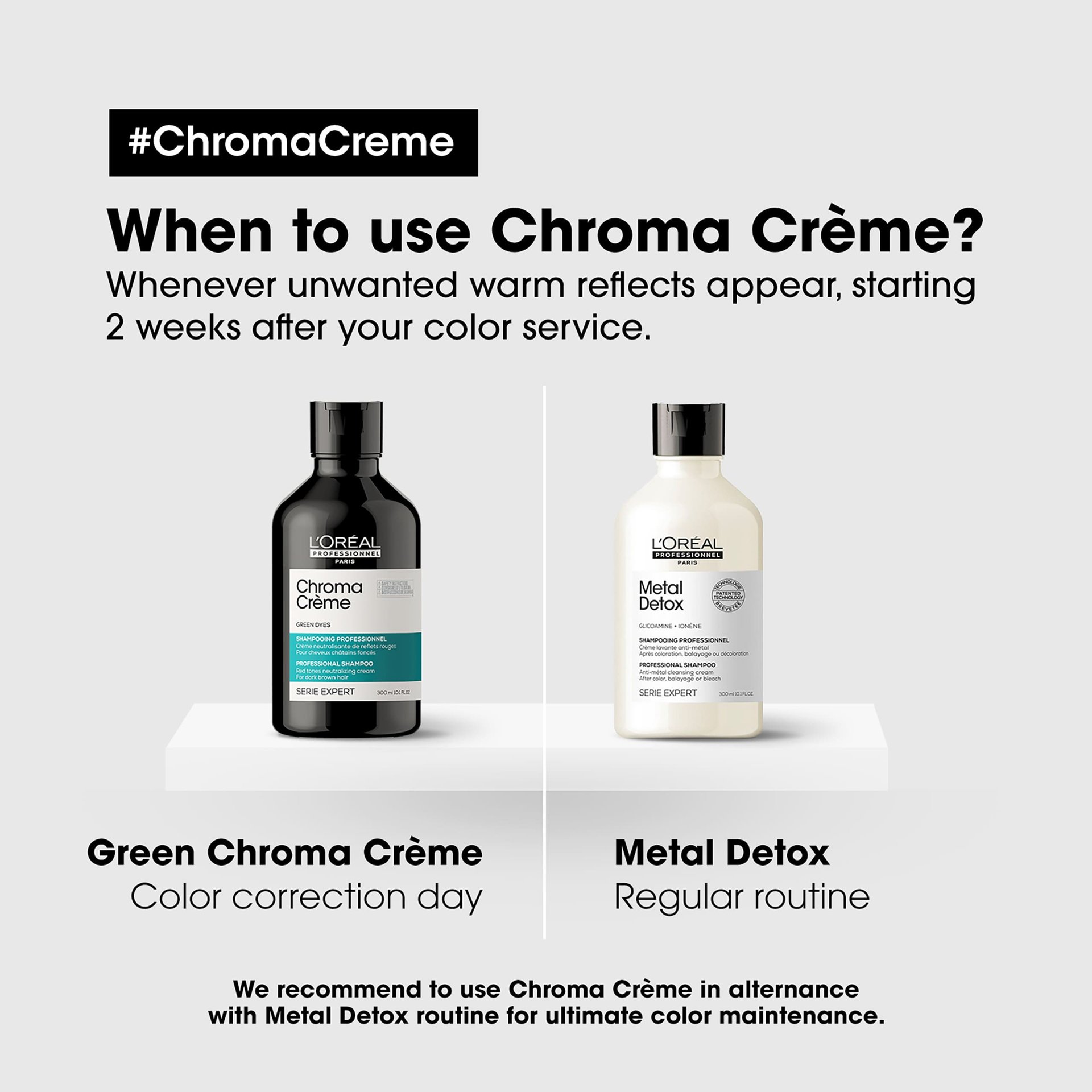 Chroma crème green dyes shampoo instant color correction & care.